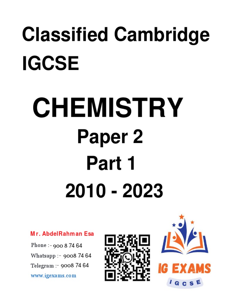Classified CIE Chemistry Paper 2 (2023) Part 1 (WWW - Igexams.com ...