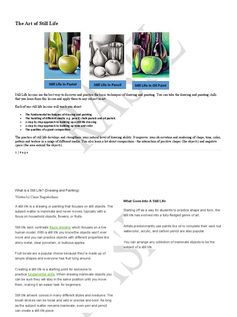 Module 4 STILL LIFE DRAWING | PDF | Still Life | Visual Arts