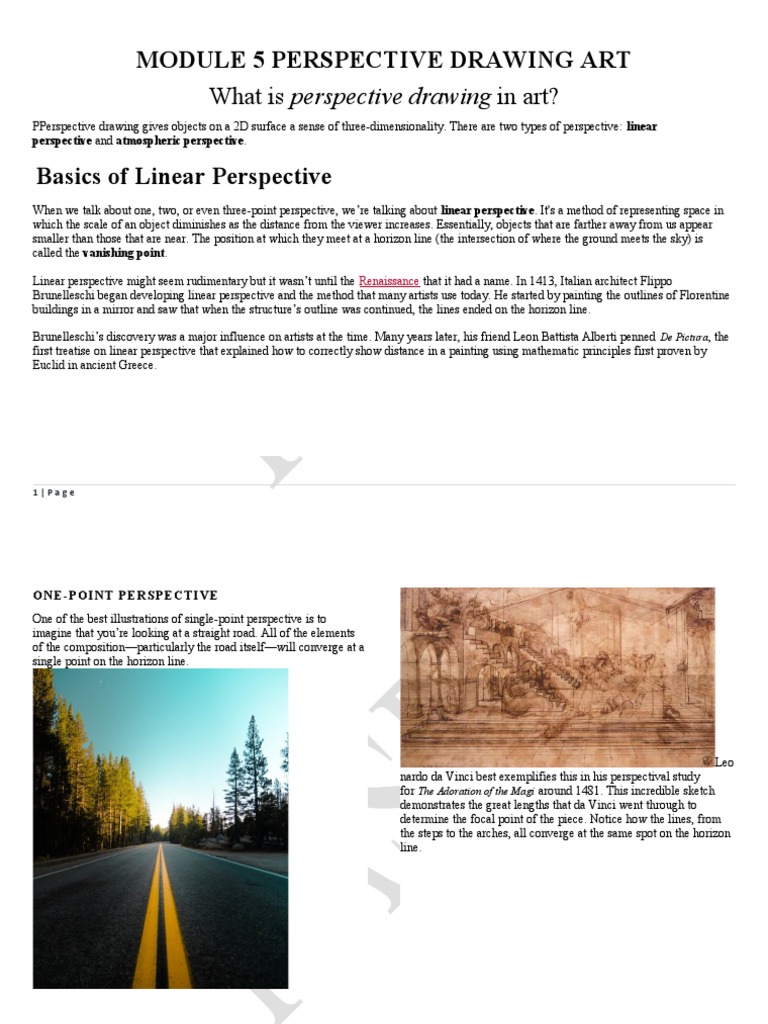 Module 5 Perspective Drawing | PDF | Perspective (Graphical) | Vision