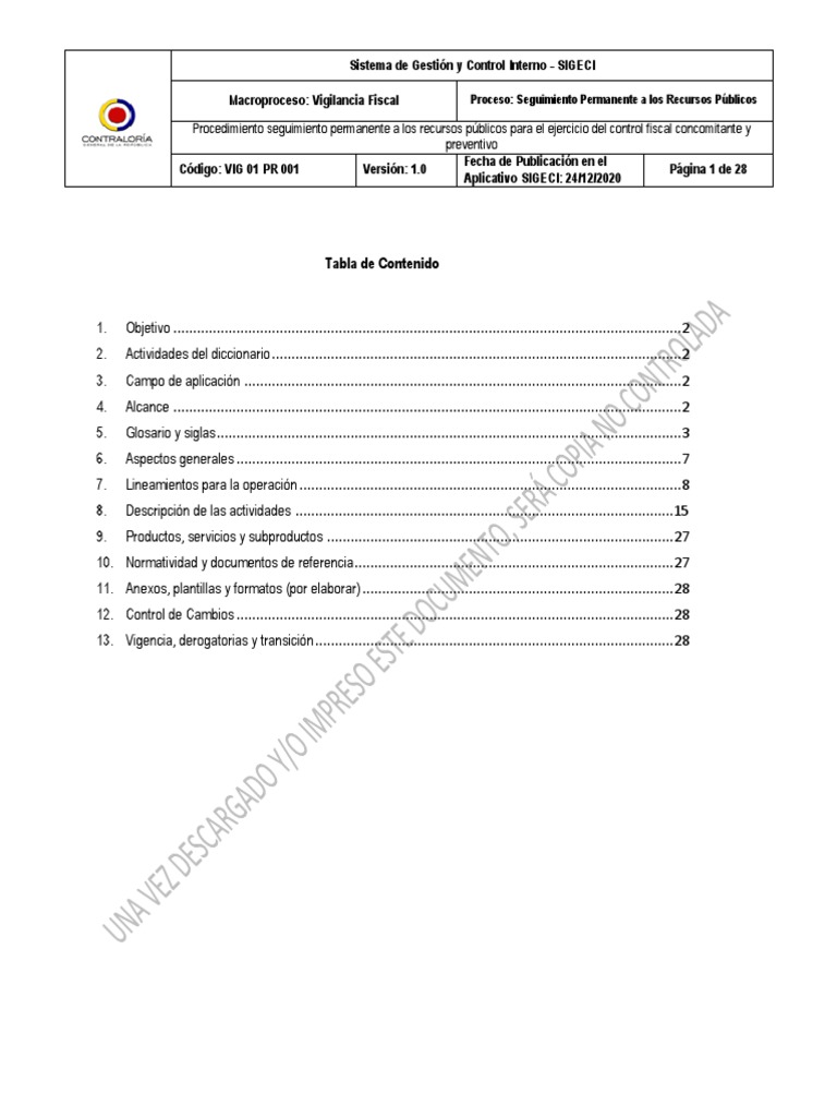 VIG 01 PR 001 Procedimiento SeguimientoP | PDF