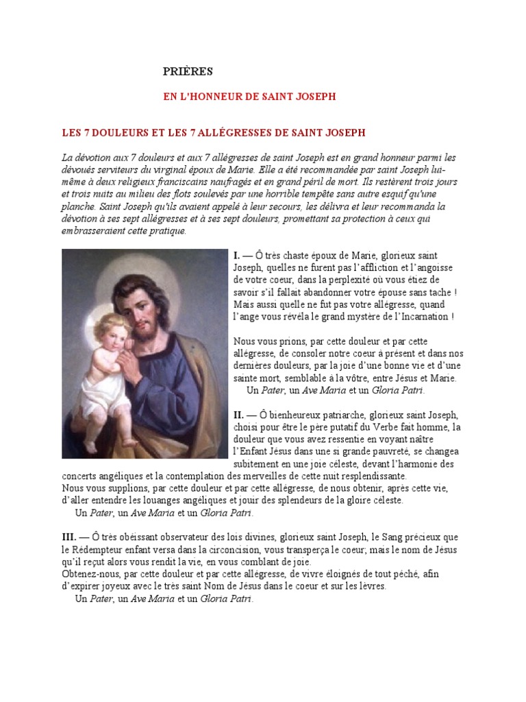 PRIÈRES A Saint Joseph | PDF | Jésus | Marie, mère de Jésus