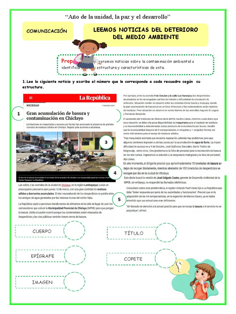 Ficha-Miérc-Comun-Leemos Noticias Del Deterioro Del Medio Ambiente | PDF