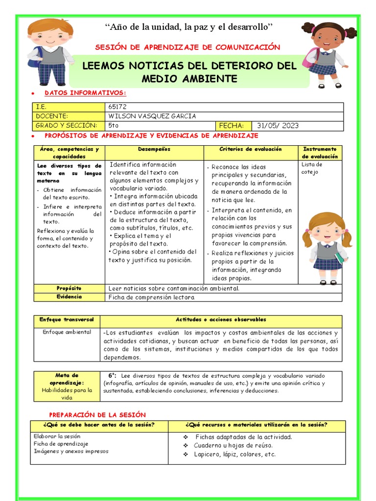 Ses-Miérc-Com-Leemos Noticias Del Deterioro Del Medio Ambiente | PDF ...