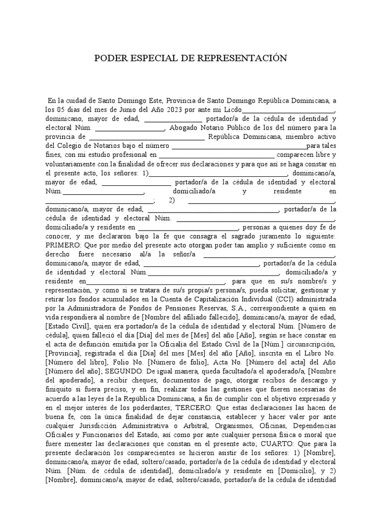 Poder Especial de Representación | PDF | República Dominicana | Gobierno