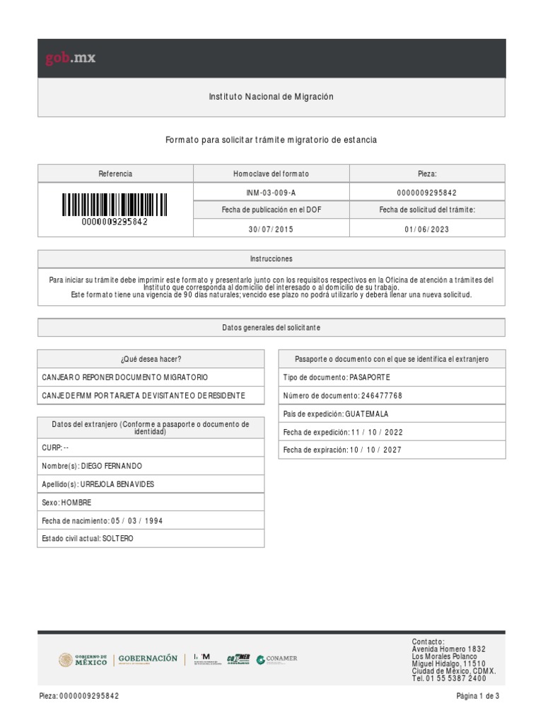 Ejemplo de Solicitud Del Inm | PDF | Ciudad de México | México