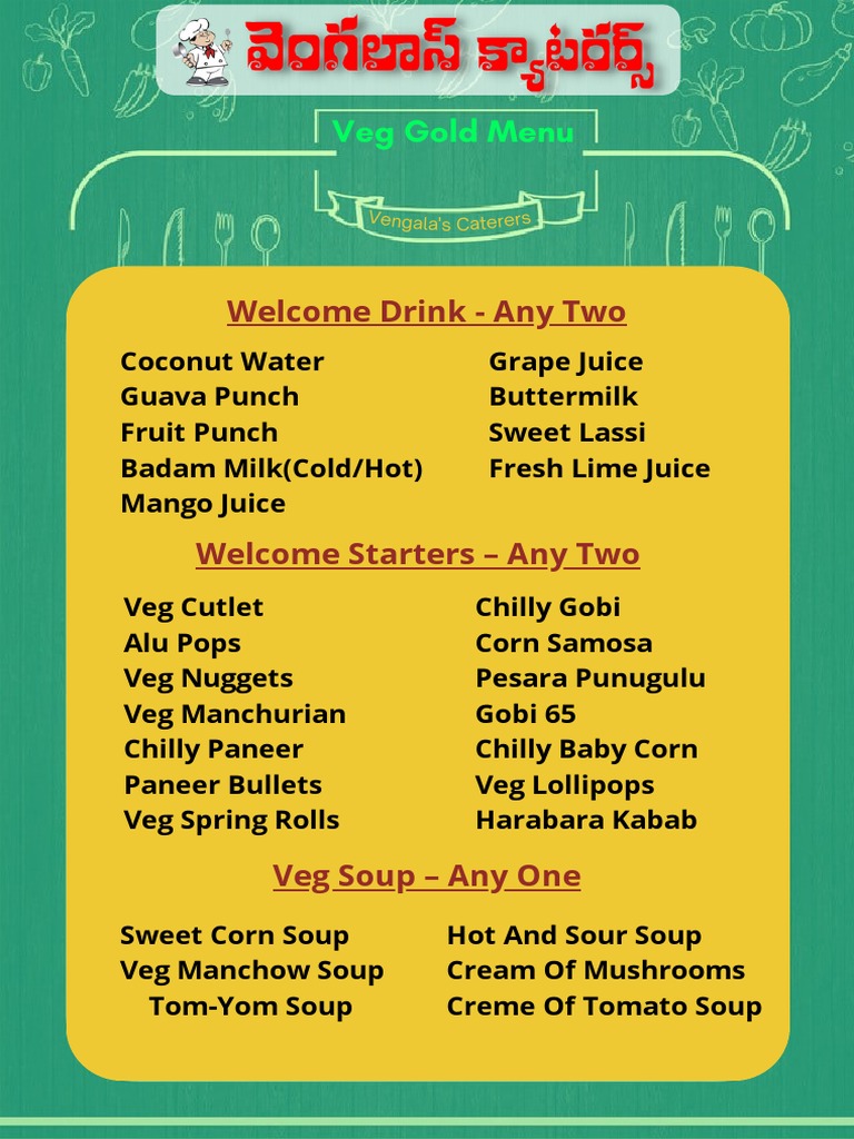 Veg Gold Menu (Final) | Download Free PDF | Cakes | Cream