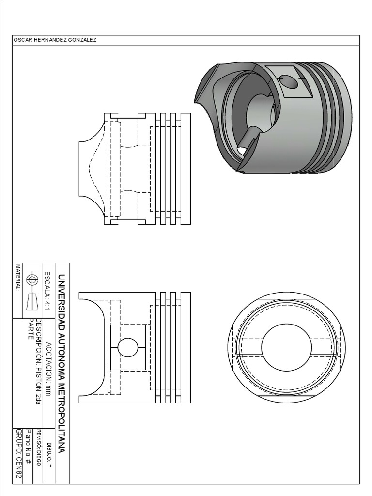 Plano de Pistón 2da Parte UAM | PDF