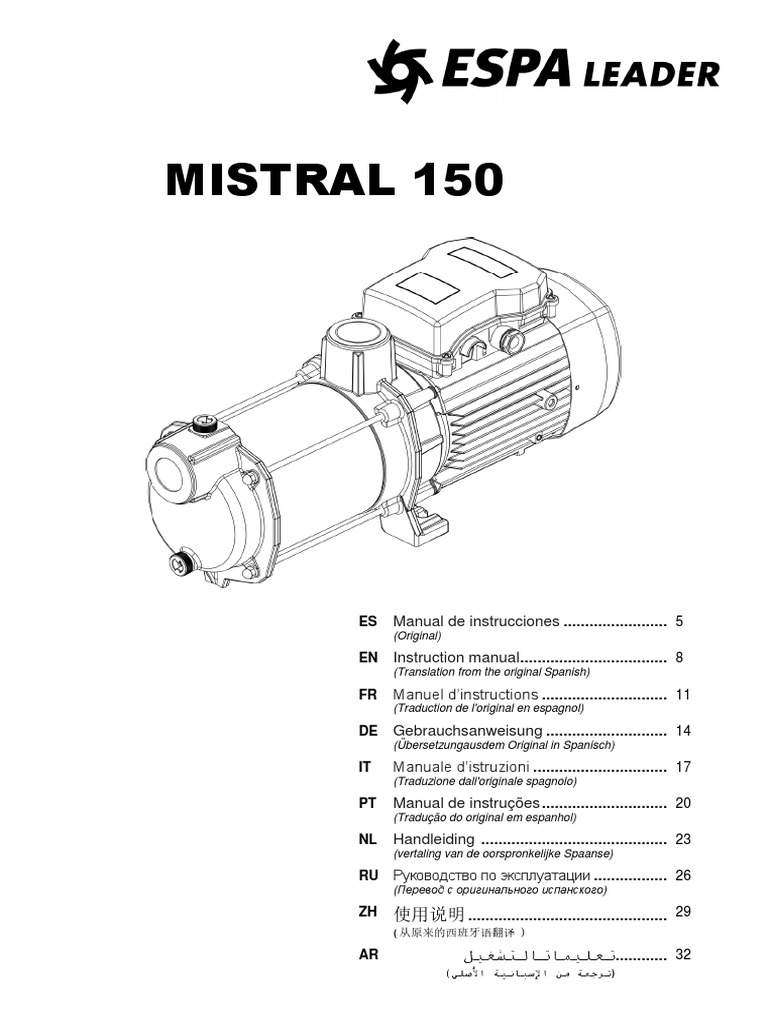 bomba_de_superficie_w_mistral_m_10893183_techsheetsup | PDF | Ingenieria Eléctrica | Agua