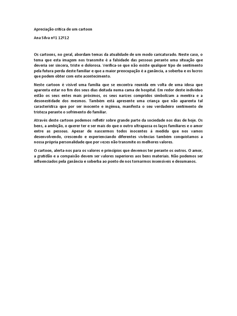 Apreciação Critica de Um Cartoon | PDF