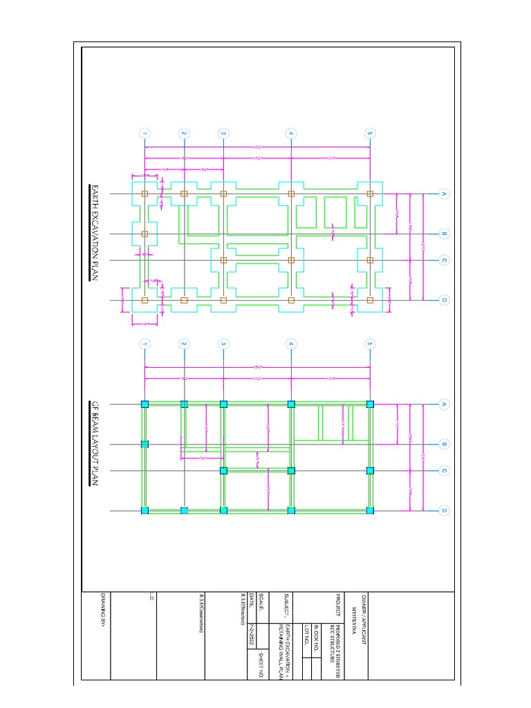 Earth Excavation Plan & GF Beam Layout Plan | PDF