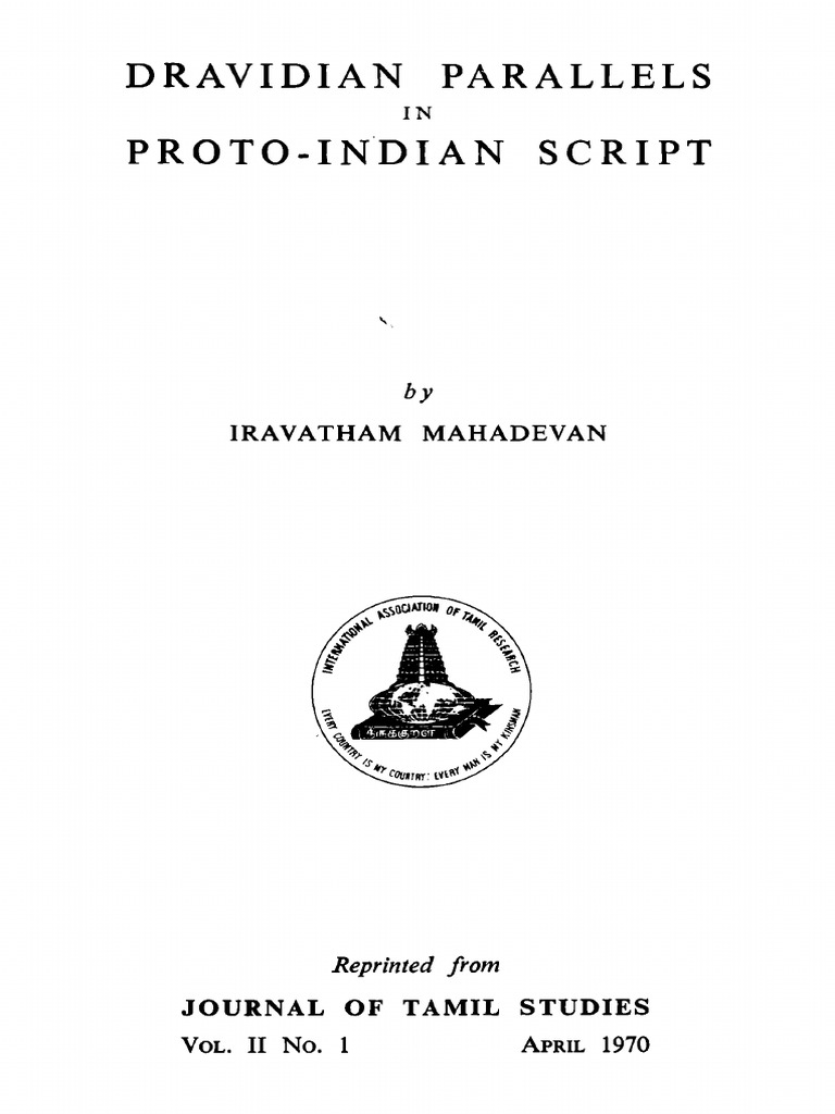 Dravidian Parallels in Proto-Indian Script by Iravatham Mahadevan | PDF