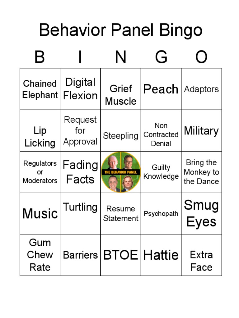 B I N G O: Behavior Panel Bingo | PDF