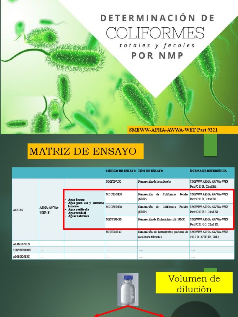 Numeración de Coliformes Totales (NMP) | PDF | Bacterias Gram-negativo ...