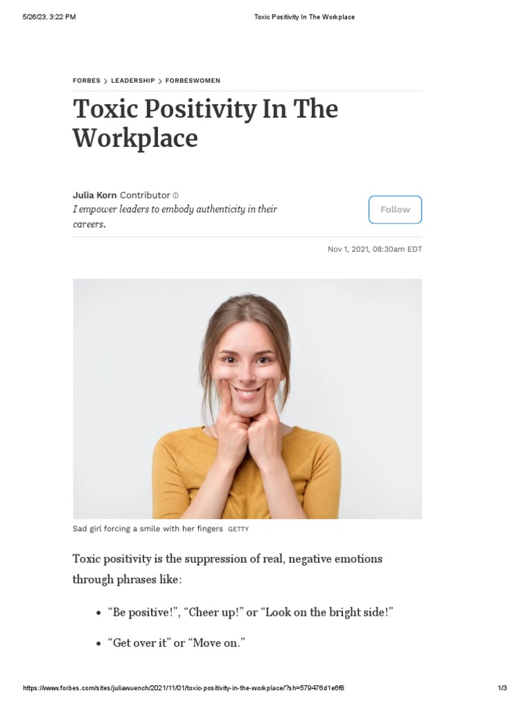 Toxic Positivity in the Workplace | PDF