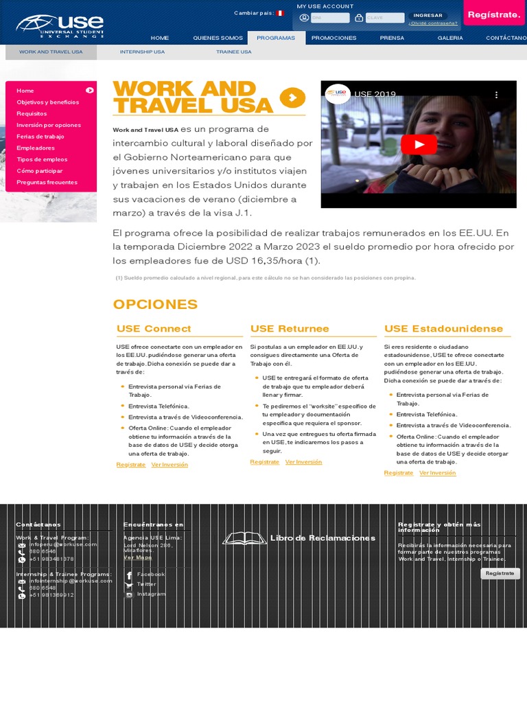 Work and Travel USA - WAT - Trabaja en USA en Tus Vacaciones - USE PERU ...