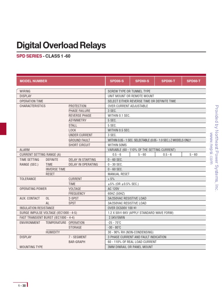 Benshaw Overload Relay Cutsheets | PDF | Relay | Materials Science