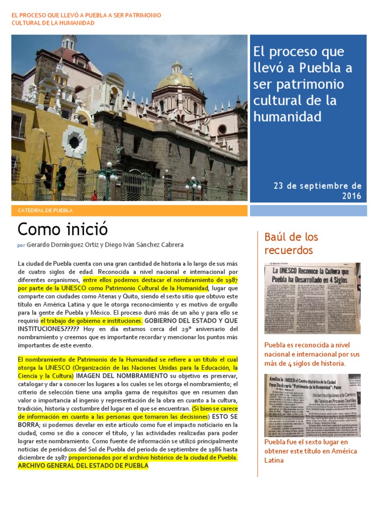 Puebla Patrimonio | PDF | Patrimonio de la Humanidad | Unesco