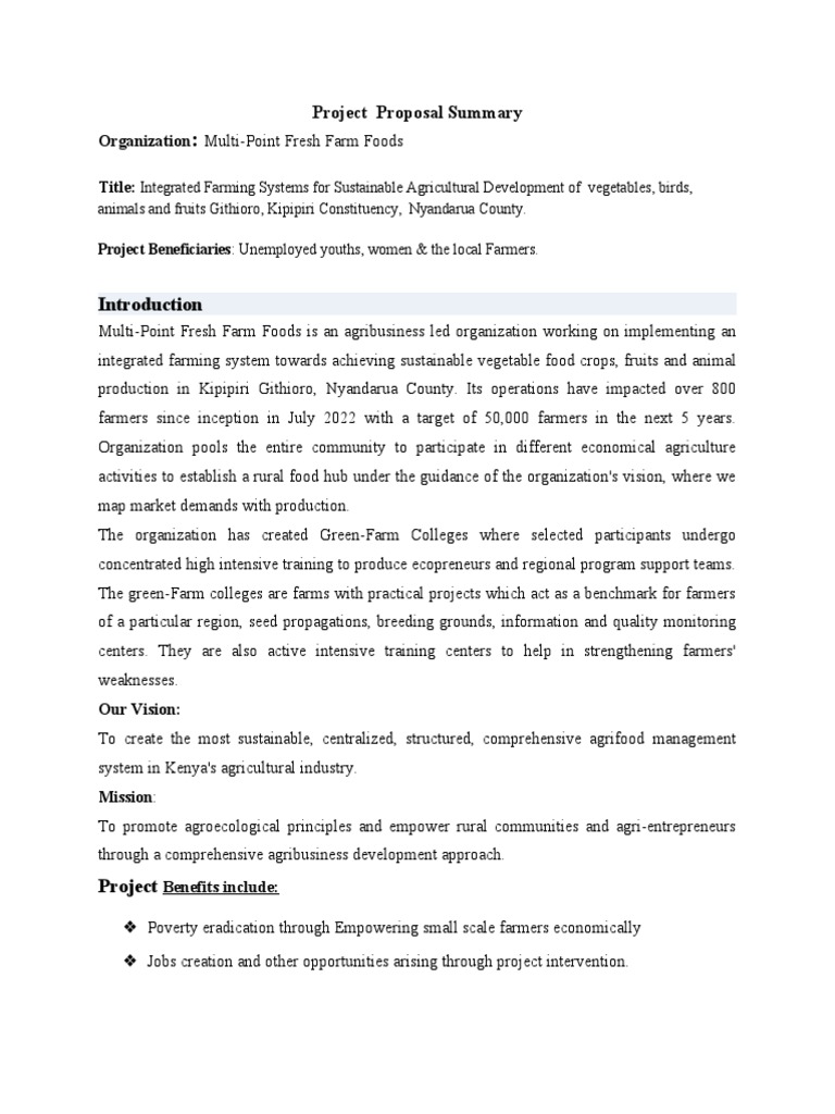 Integrated Farming Project Proposal | PDF | Agriculture | Farmer