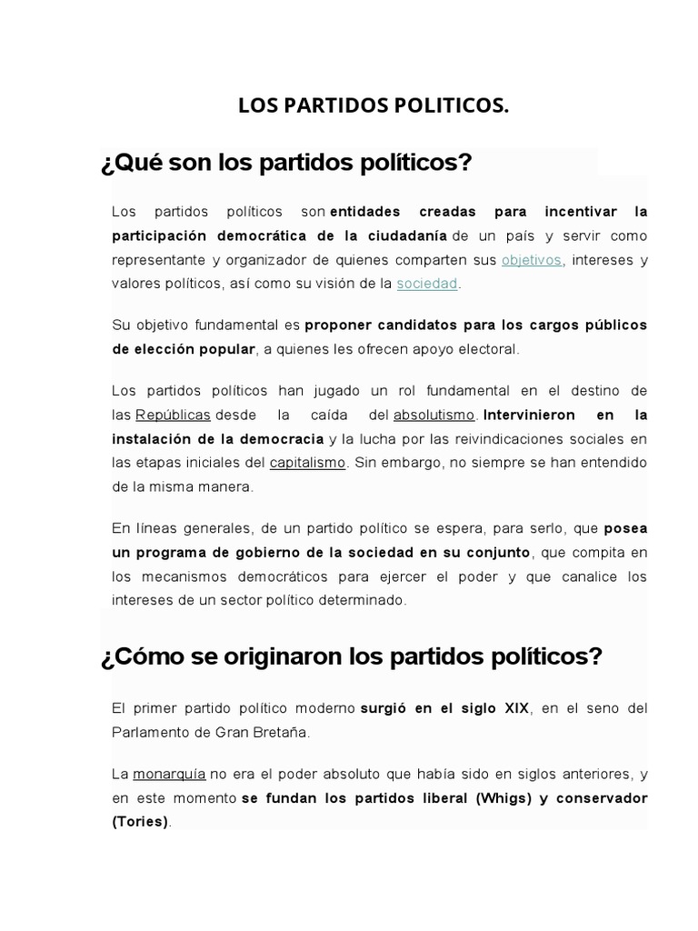 LOS PARTIDOS POLITICOS | PDF