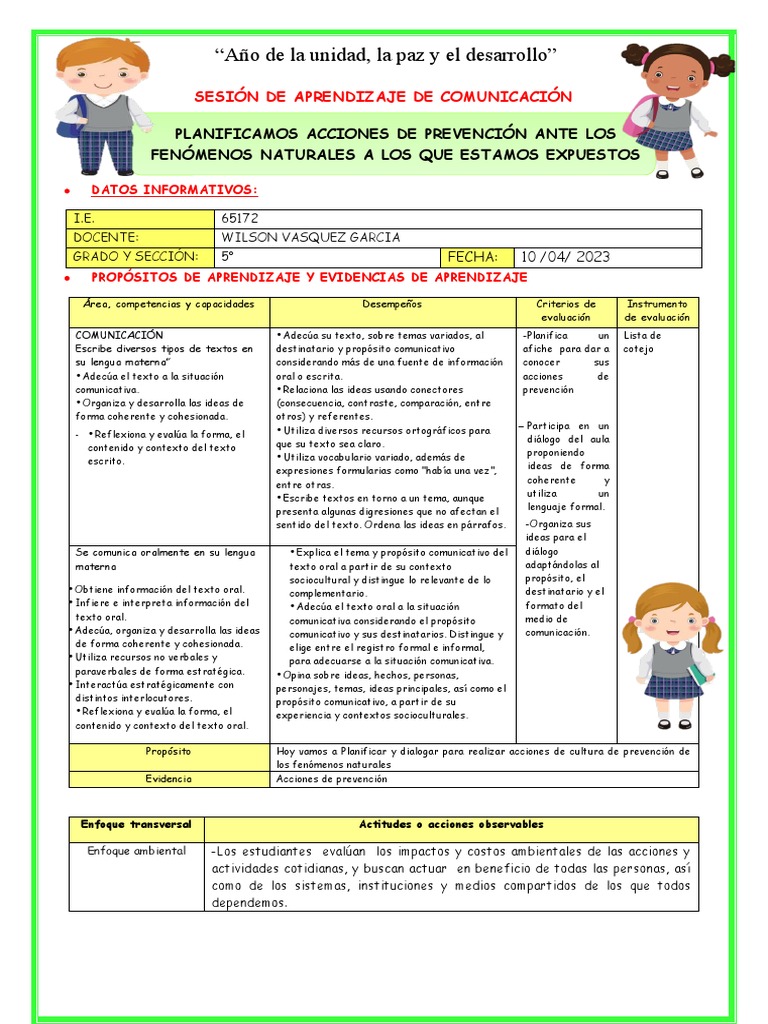 Ses - Lun 10 - Com - Planificamos Acciones de Prevención Ante Los Fenómenos Naturales A Los Que ...