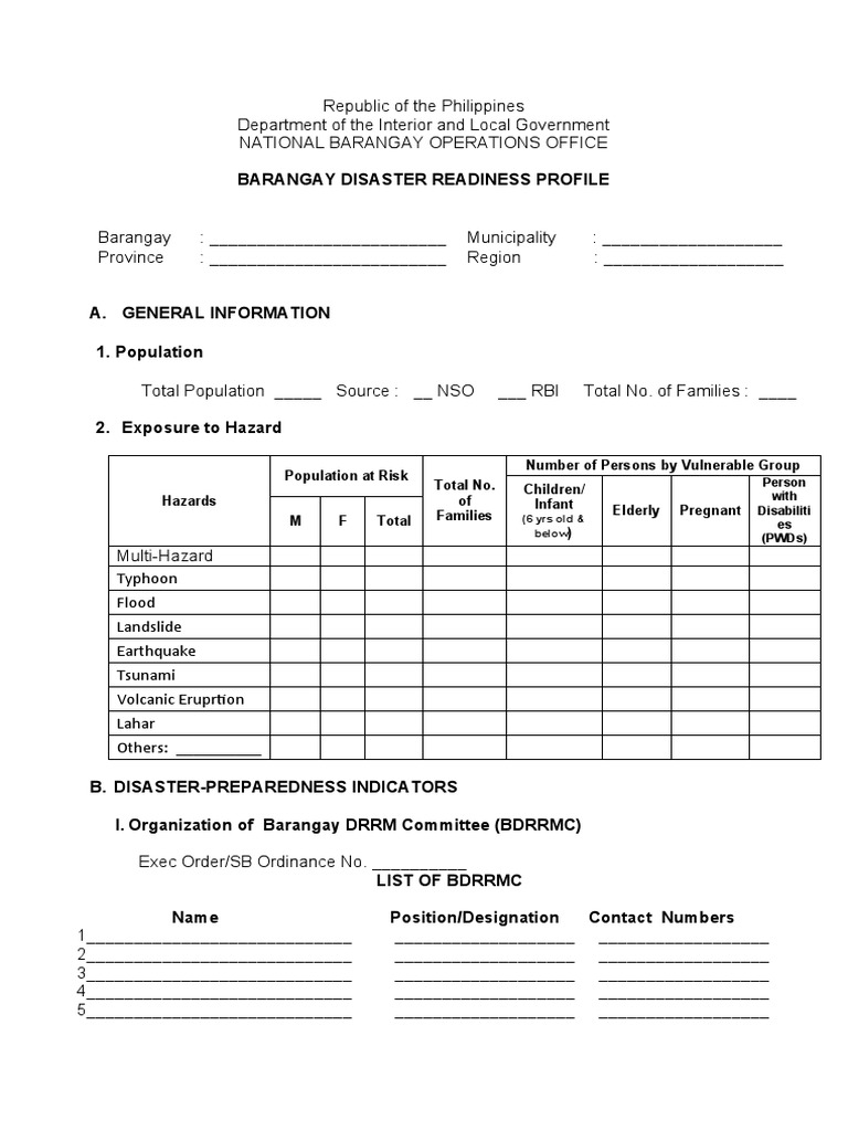Disaster Readiness PROFILE | PDF | Emergency Evacuation | Hazards