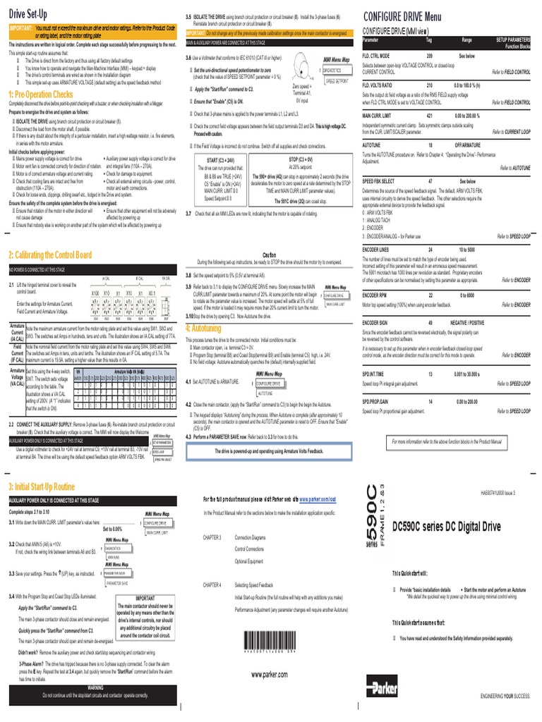 Parker 590C Quick Start Guide | PDF | Electric Motor | Electromagnetic Compatibility