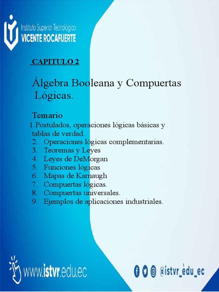 Capitulo II - Algebra Booleana y Puertas Lógicas | PDF