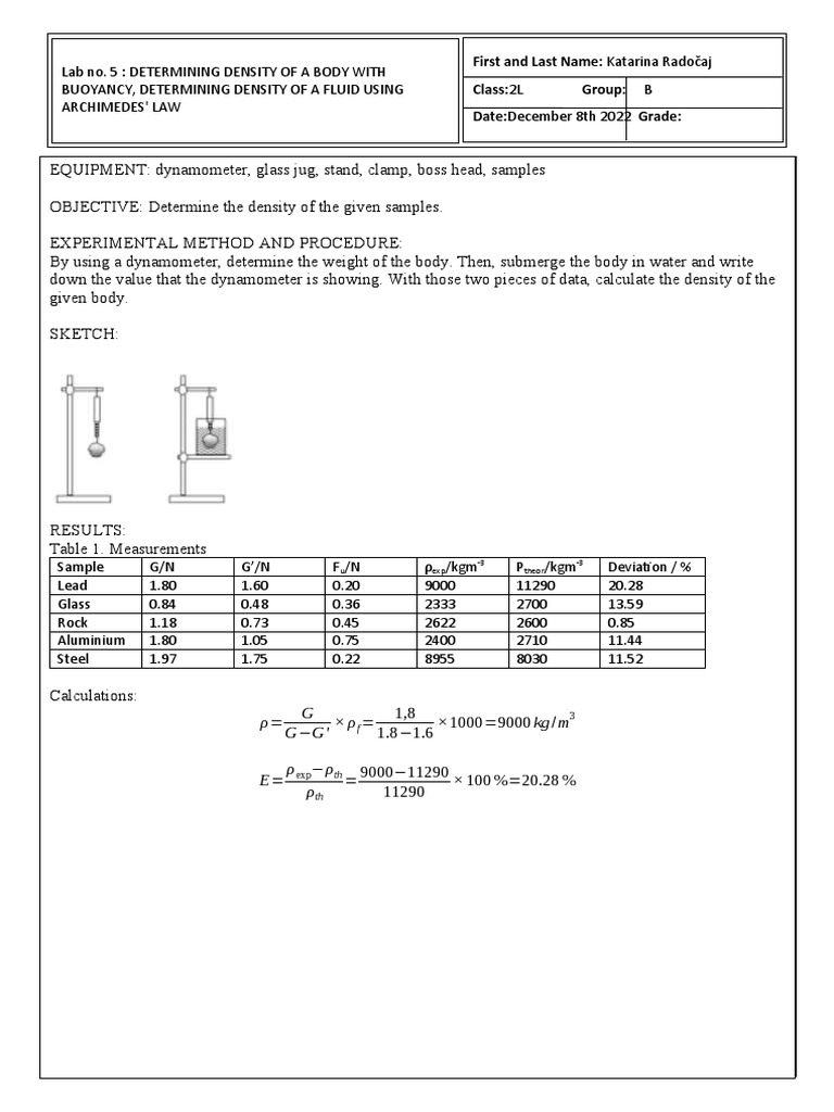 Lab 5 | PDF | Density | Buoyancy