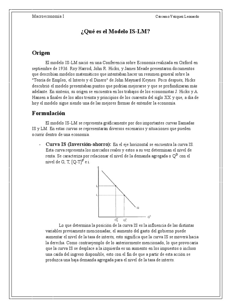 Modelo IS-LM | PDF | Macroeconómica | Oferta (economía)