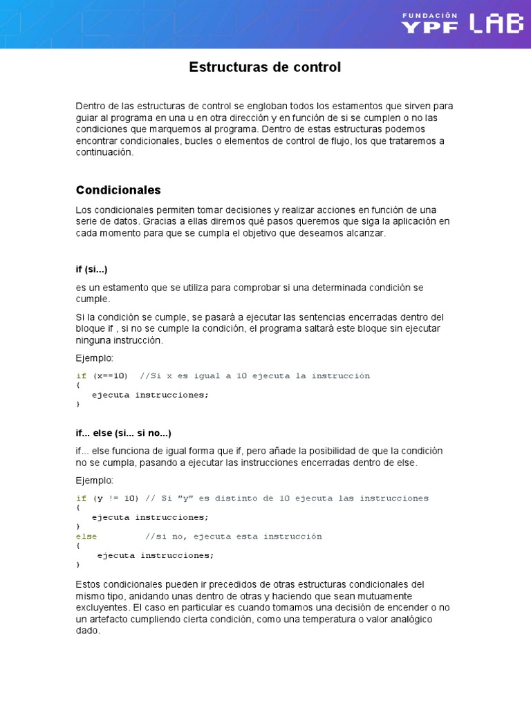 U2.4 - Estructuras de Control | PDF