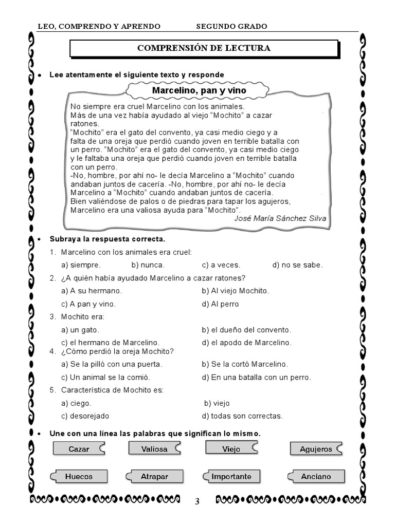 Comprension de Lectura 2° Grado | PDF