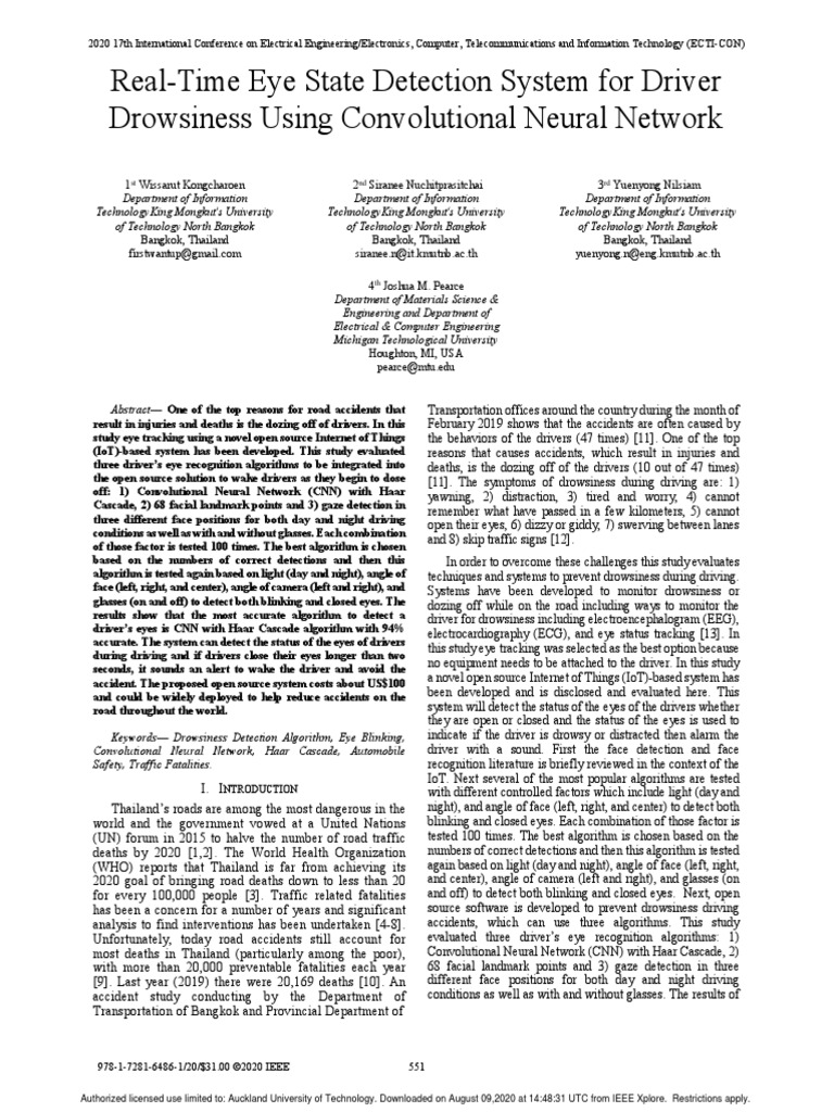 Real-Time Eye State Detection System For Driver Drowsiness Using Convolutional Neural Network ...