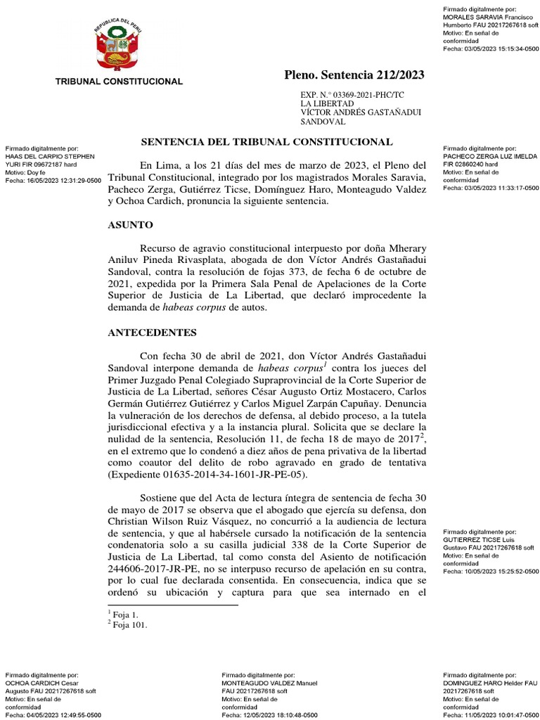 Notificación Por Cédula (STC Exp. N°3369-2021-PHCTC-La Libertad) | PDF ... Notificación Por Cédula (STC Exp. N°3369-2021-PHCTC-La Libertad) | PDF ...