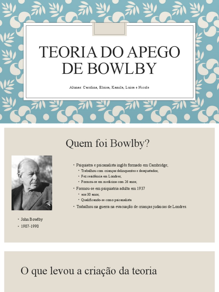Teoria Do Apego de Bowlby | PDF | Teoria do Apego | Ciência cognitiva
