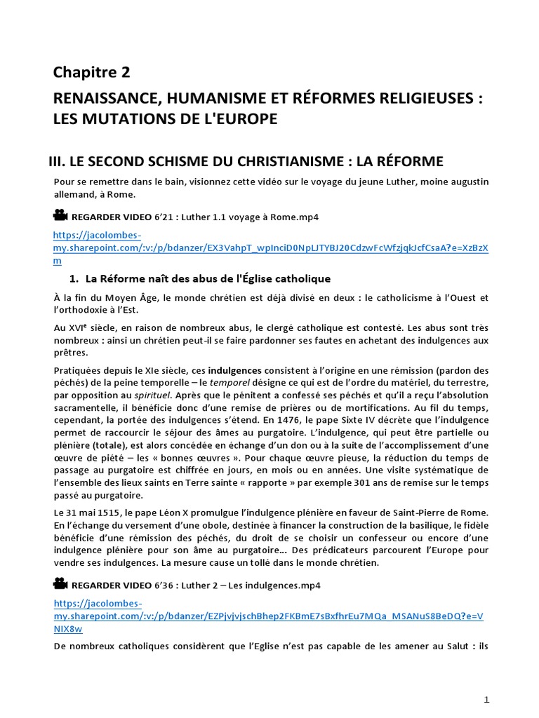 COURS - III - La - Réforme 2nd | PDF