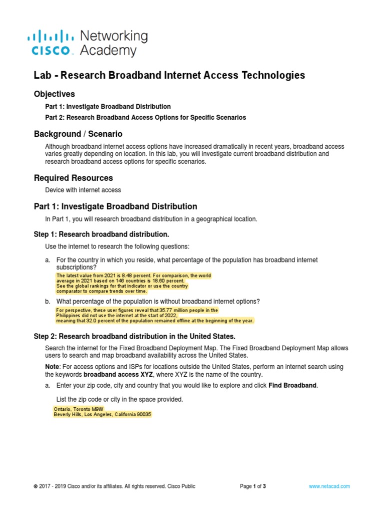 Researching Broadband Access Options | PDF | Internet Access | Internet ...