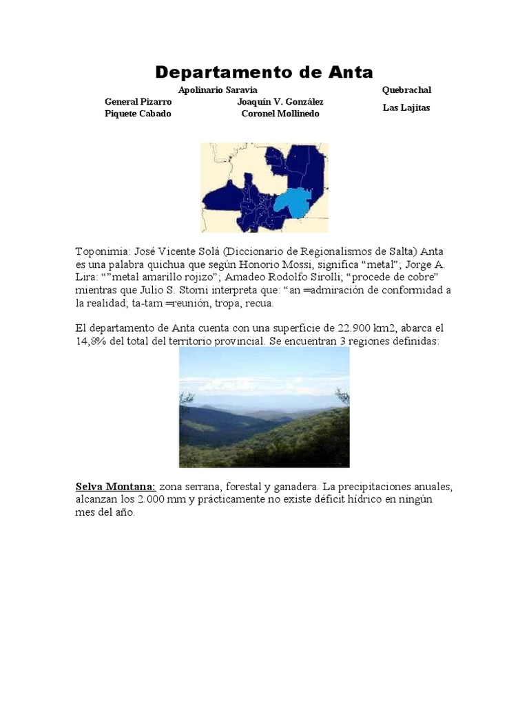 Dpto Anta | PDF | Selva | Ciencias de la Tierra