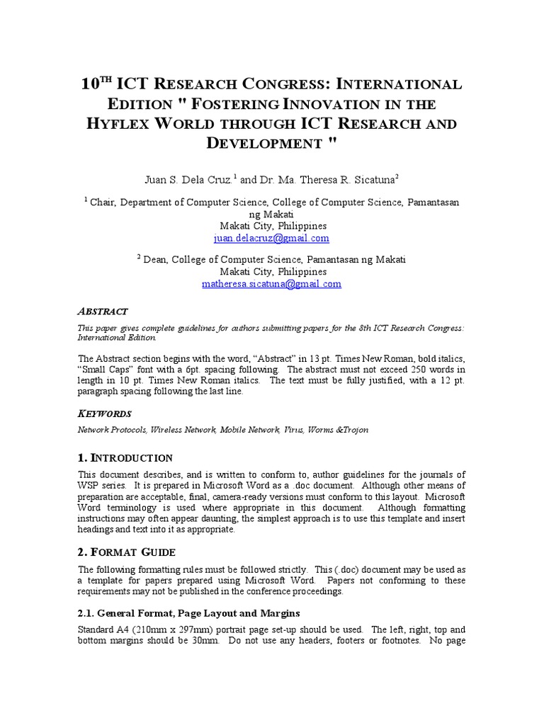 10th ICT Research Congress FULL PAPER Template 1 | PDF | Teaching ...