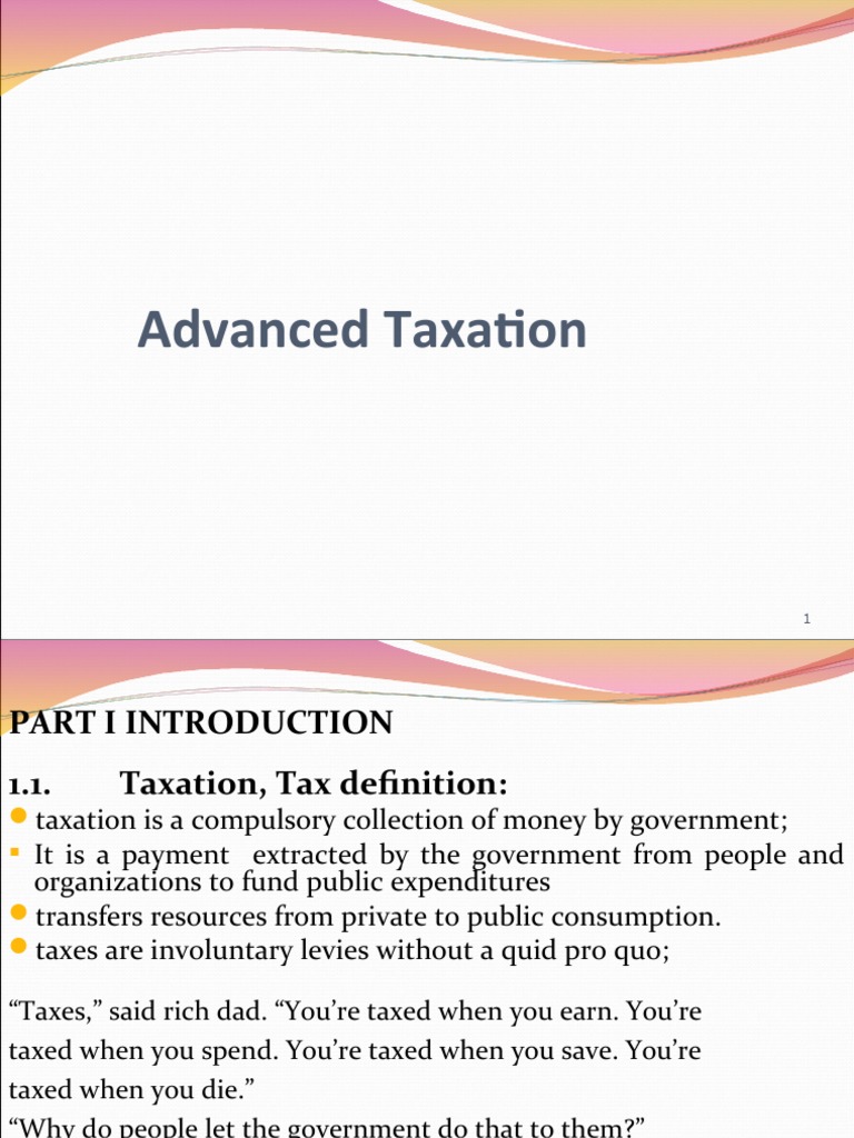 Part I Introduction To Taxation | PDF | Taxes | Public Finance