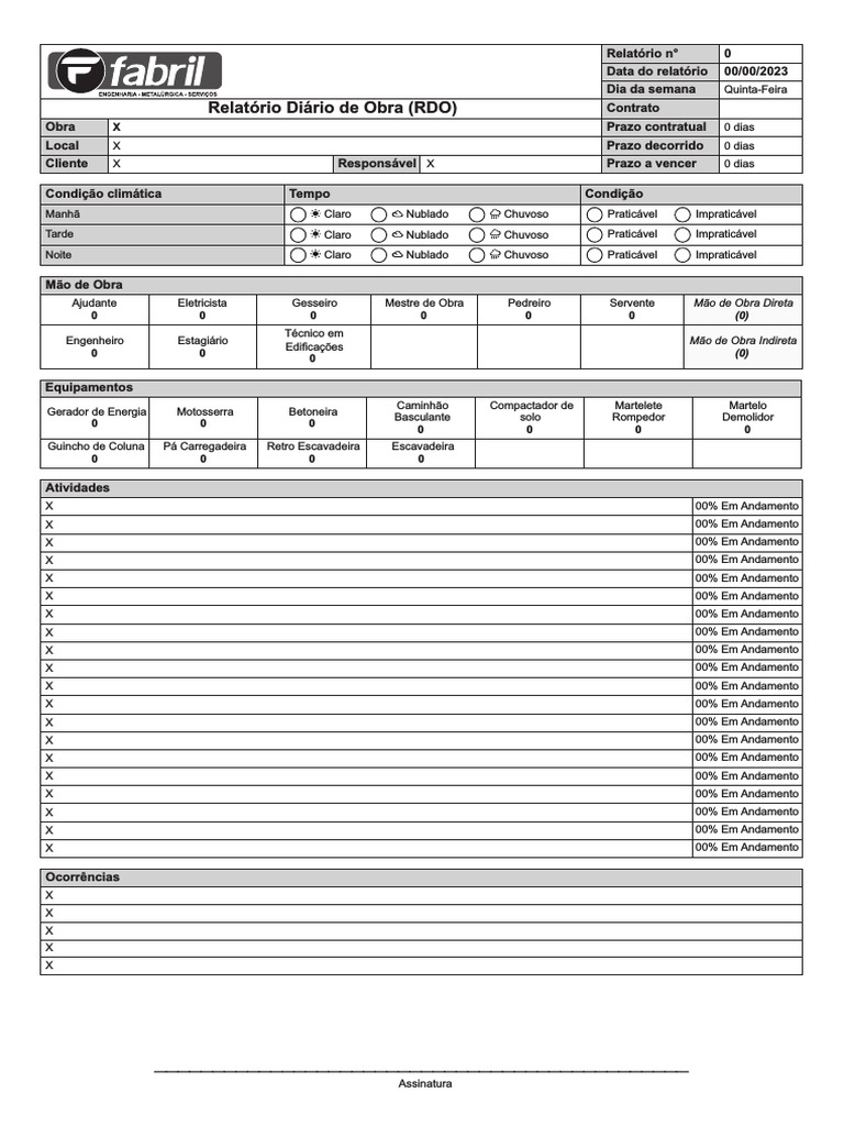 Relatorio Diario de Obras | PDF Relatorio Diario de Obras | PDF