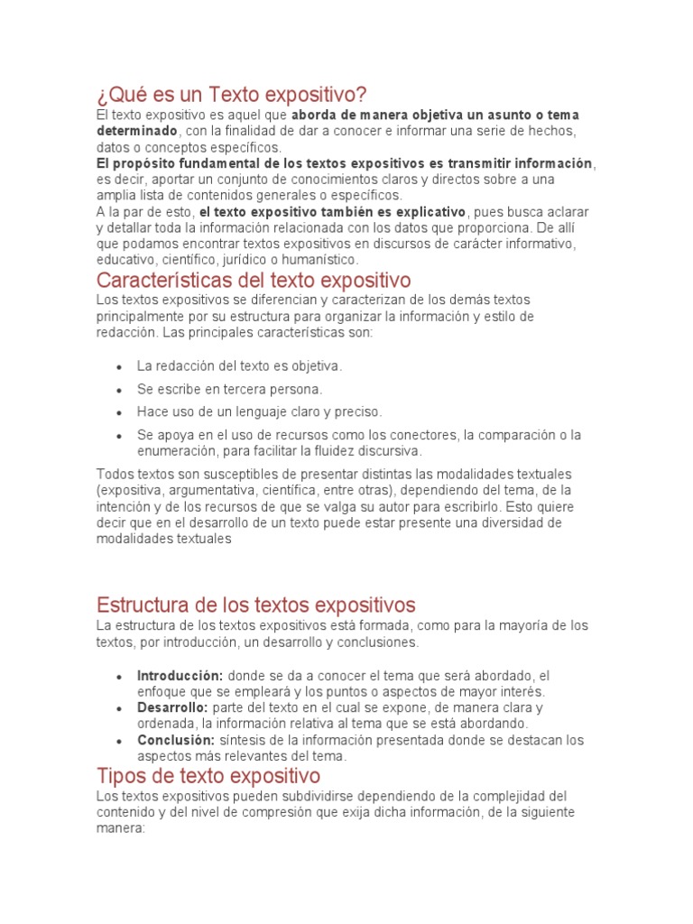 Qué Es Un Texto Expositivo | PDF | Artes del lenguaje y disciplina