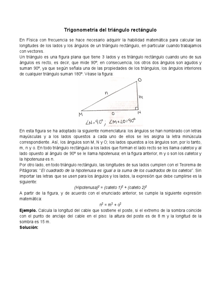 Trigonometría Del Triángulo Rectángulo | PDF | Triángulo | Funciones trigonométricas