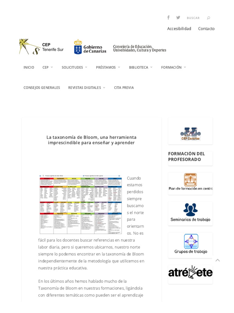 La Taxonomía de Bloom, Una Herramienta Imprescindible para Enseñar y Aprender - CENTRO DEL ...