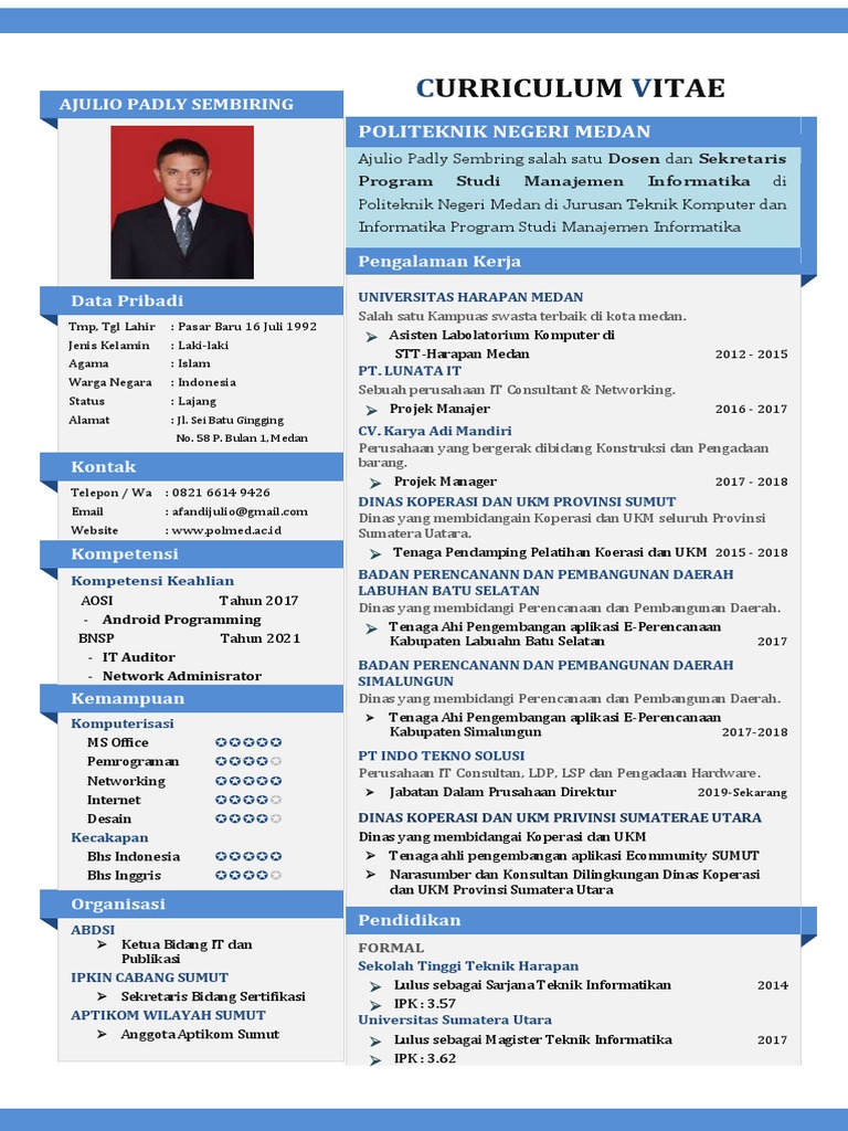CV Ajulio Padly Sembiring | PDF | Komputer