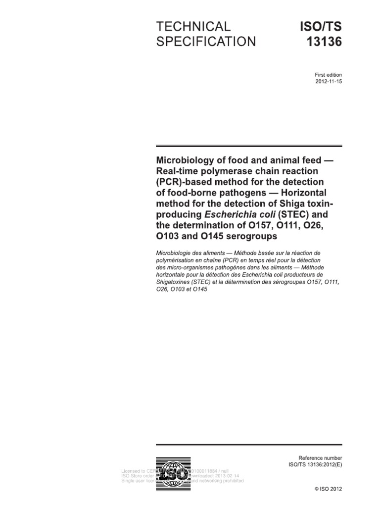 ISO TS 13136 - 2012 Microbiology of Food and Animal Feed Real Time ...