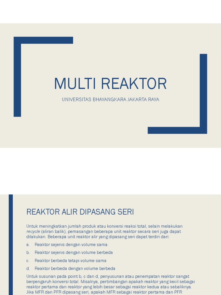 Multi Reaktor | PDF | Sains & Matematika | Teknologi & Rekayasa