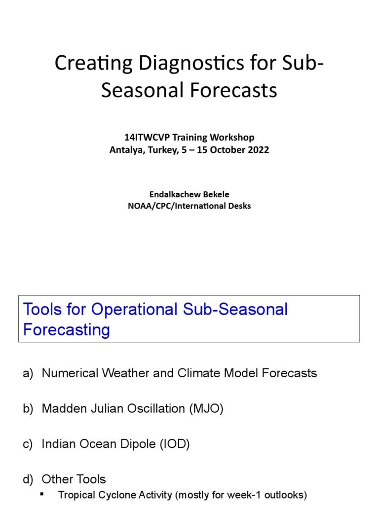 Creating Diagnostics For Sub-Seasonal Forecasts | PDF | Numerical ...