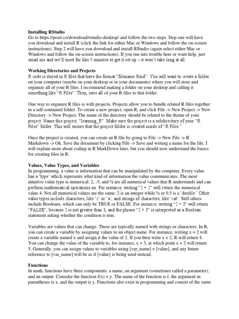 Introduction To R | PDF | Data Type | Variable (Computer Science)