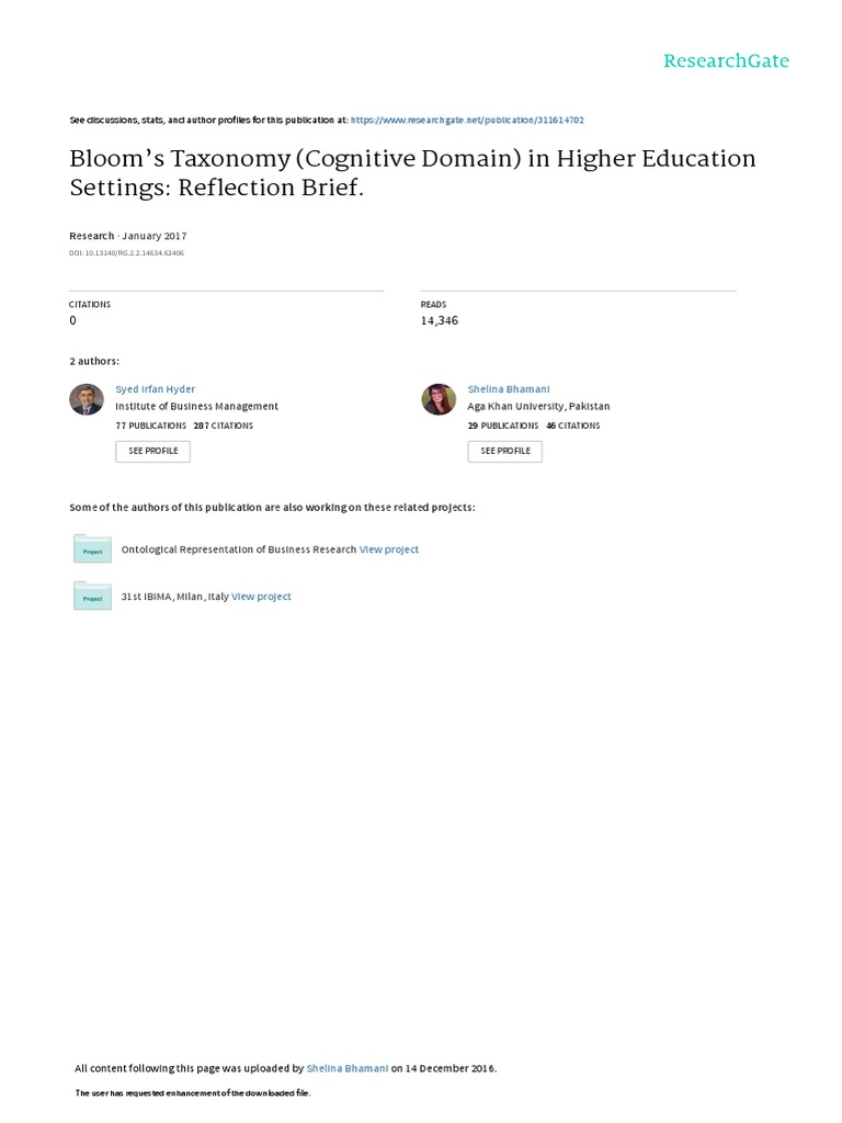 Bloom Taxonomy | PDF | Learning | Motivation