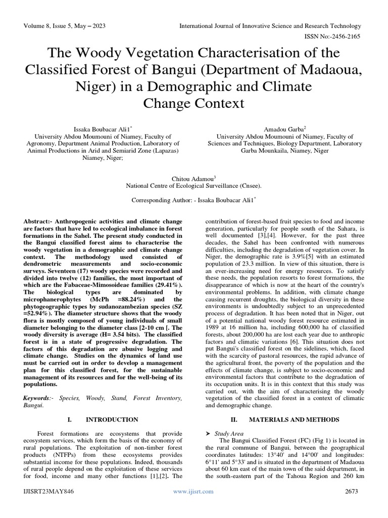 The Woody Vegetation Characterisation of The Classified Forest of ...